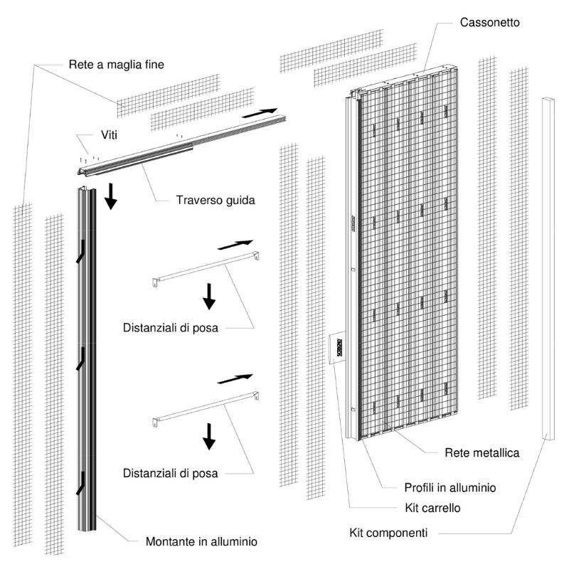 Essential controtelaio porte scorrevoli filomuro Scrigno 125mm